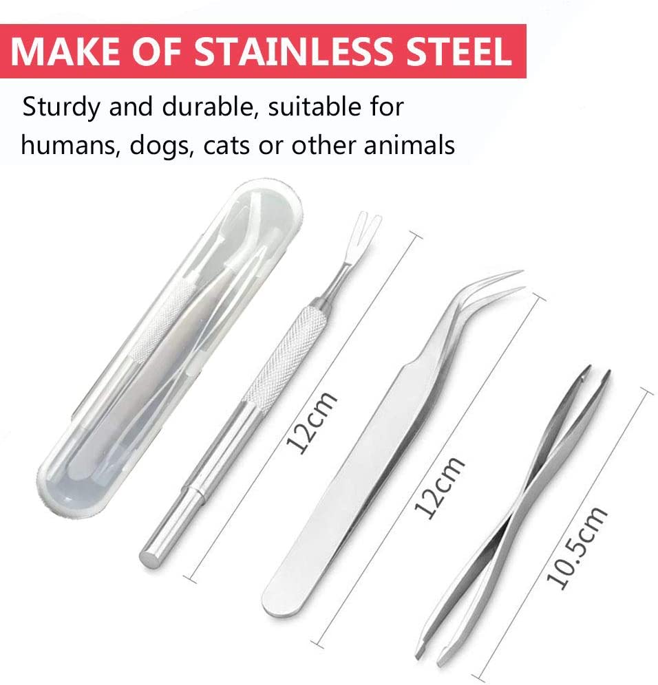 XUNKE Tick Remover, Tick Tweezers with 3 Set of Stainless Steel ...