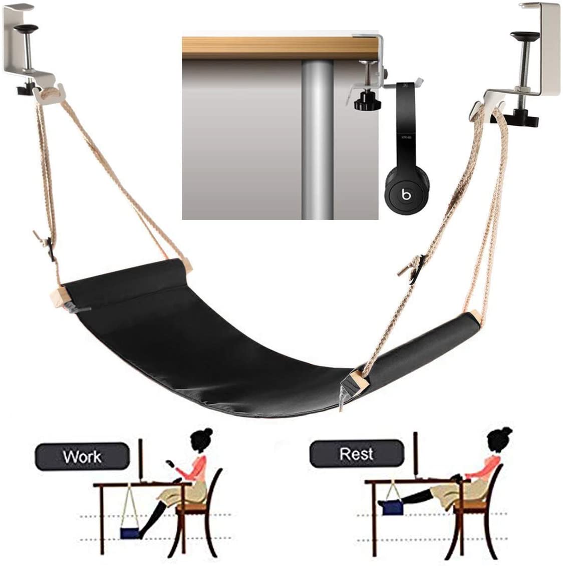 Abree Foot Hammock Ergonomic Foot Rest Portable Adjustable Desk Hammock ...