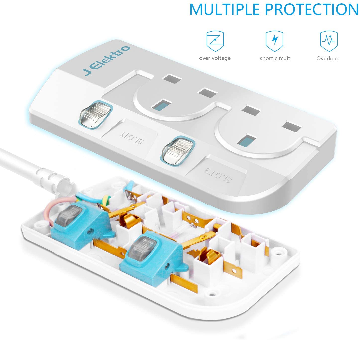 J Elektro Extension Lead with Individual Switches,Multi-Sockets 2 Way ...