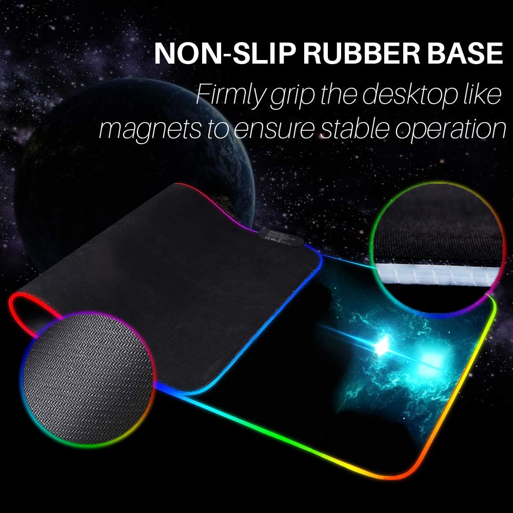 Large RGB Gaming Mouse Mat Pad- Reawul 14 Modes Oversized Glowing Led ...