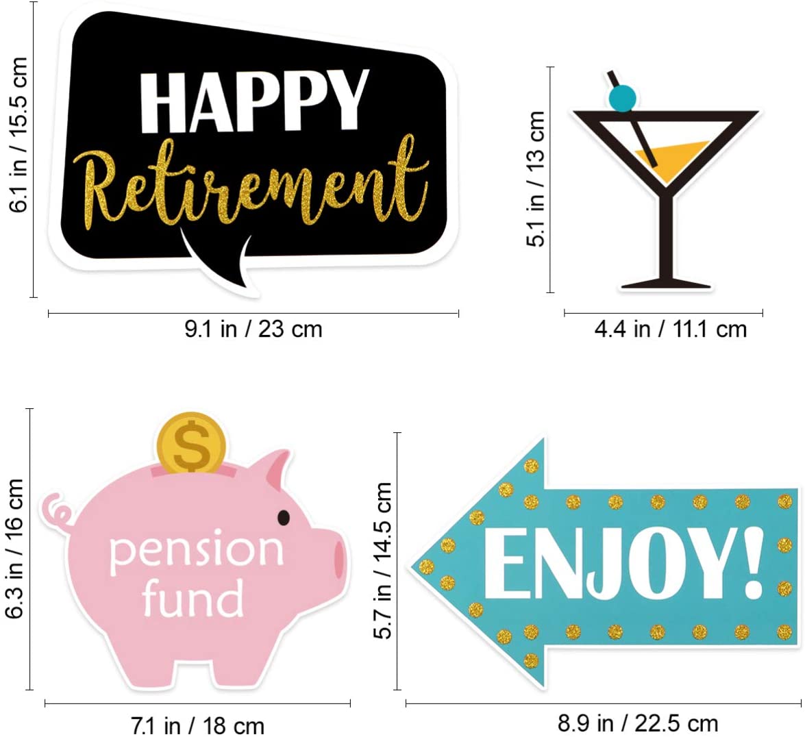 Amosfun Retirement photo booth props retirement party supplies happy ...