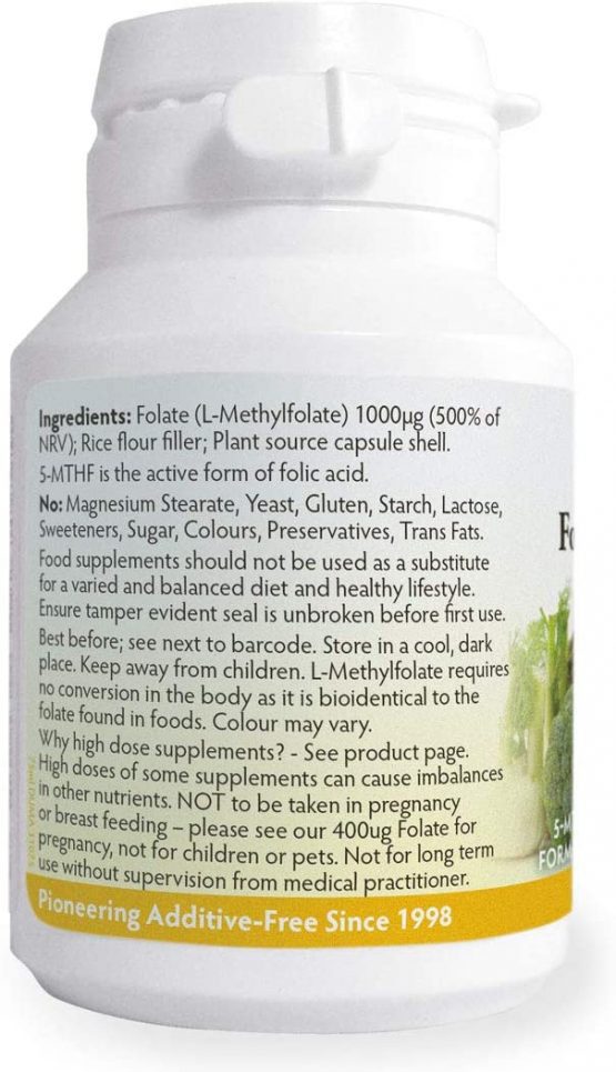 Folate (L-Methylfolate) 1000μg x 90 Capsules, 5-MTHF Active Form of ...