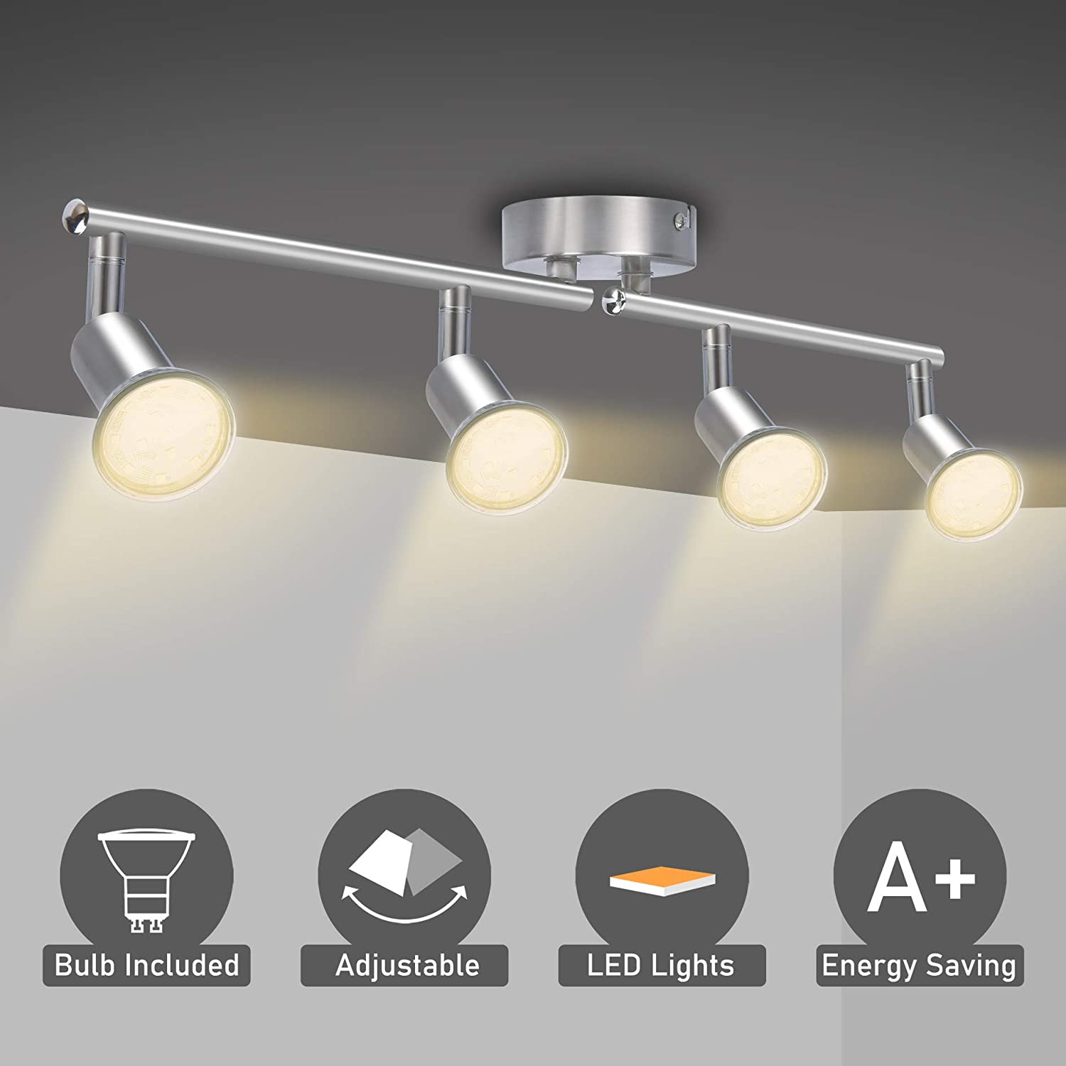 LED Ceiling Light 4 Way Spotlight Bar 3000K Warm White Kitchen lights ...