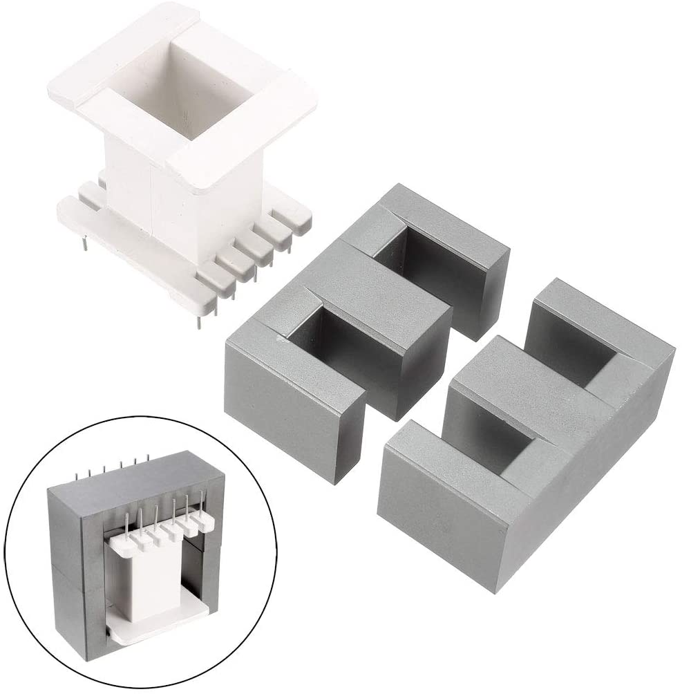 sourcing map EE65B 6 with 6pin Transformer Bobbin PC40 Ferrite Core Vertical 2 Ferrite Halves ...
