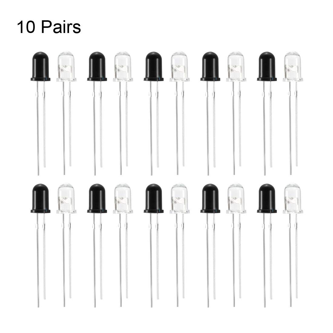 sourcing map 10pairs 5mm 940nm LEDs Infrared Emitter and IR Receiver ...