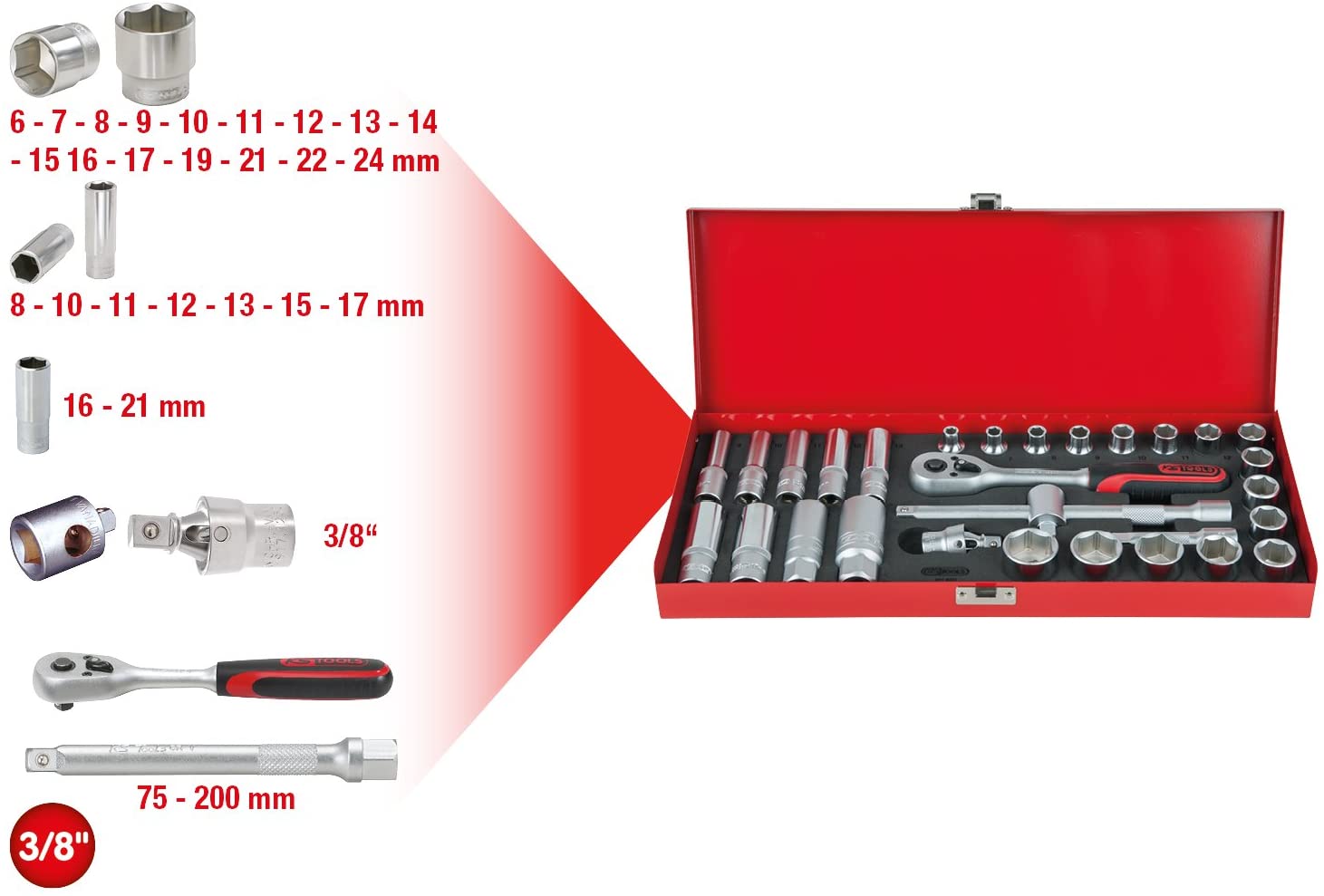 KS Tools 917.4031 3/8″ Socket set, 30 pcs – BigaMart