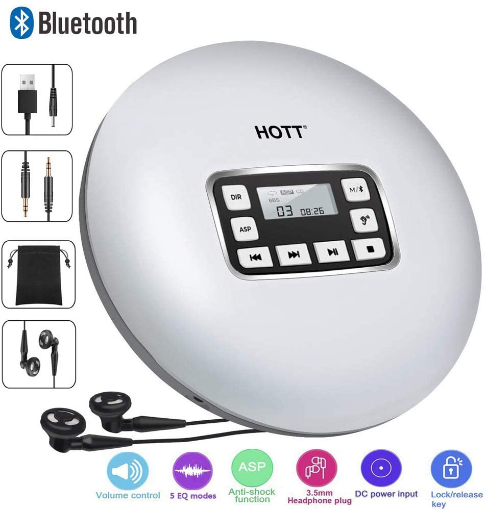 CCHKFEI Portable Bluetooth CD Player with LED Display, Personal CD ...