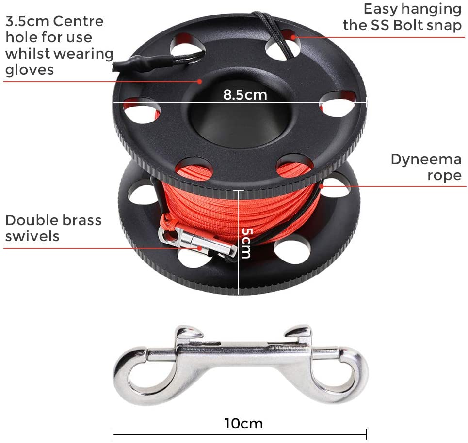 Seafard Compact 150ft Scuba Dive Reel Kayak Anchor Finger Spool Diving ...