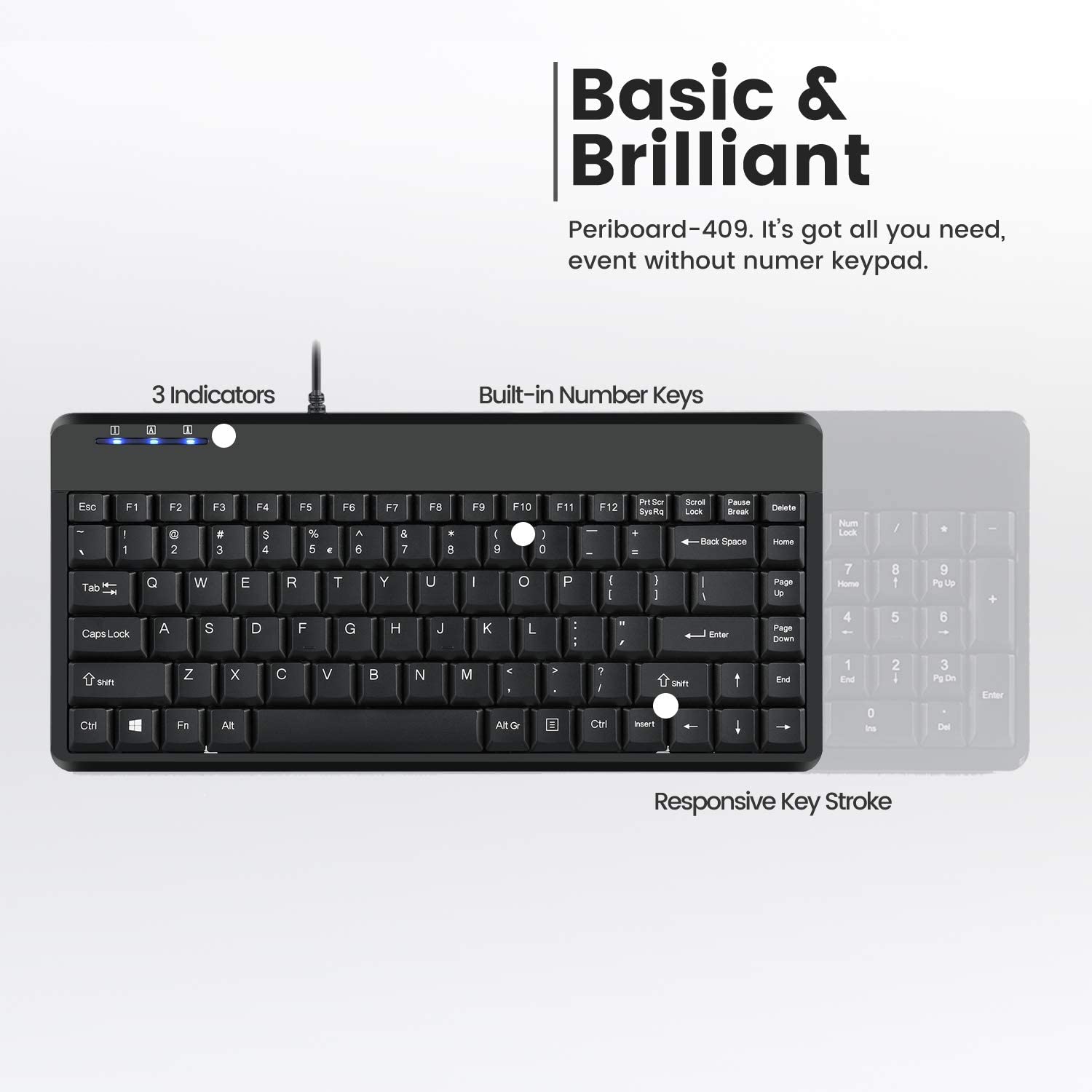Perixx PERIBOARD-409 U Mini Keyboard – USB – 315x147x21mm – US English ...