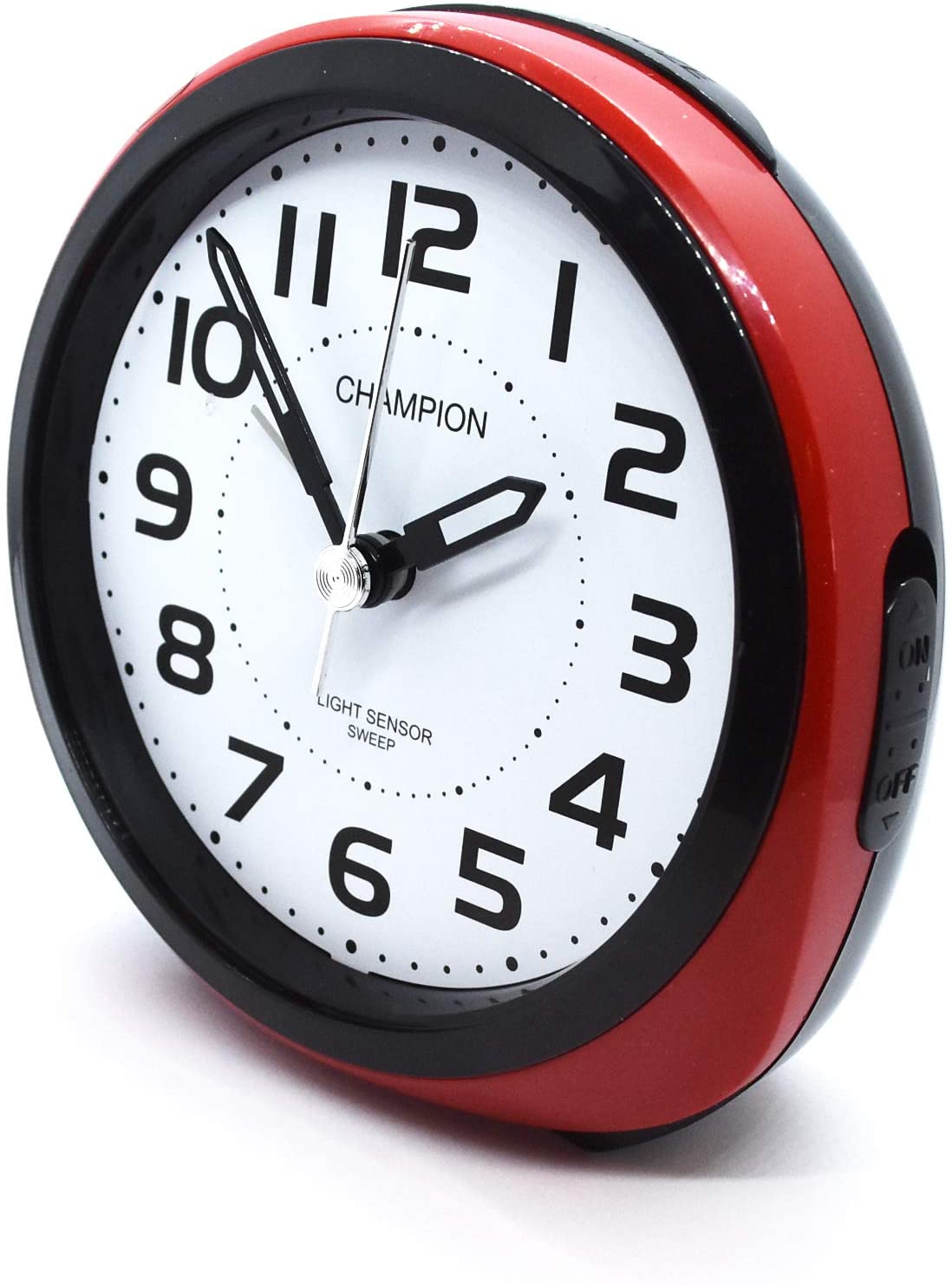 Classic Bold Traditional Black and Red Quartz Sweeping Non Ticking ...