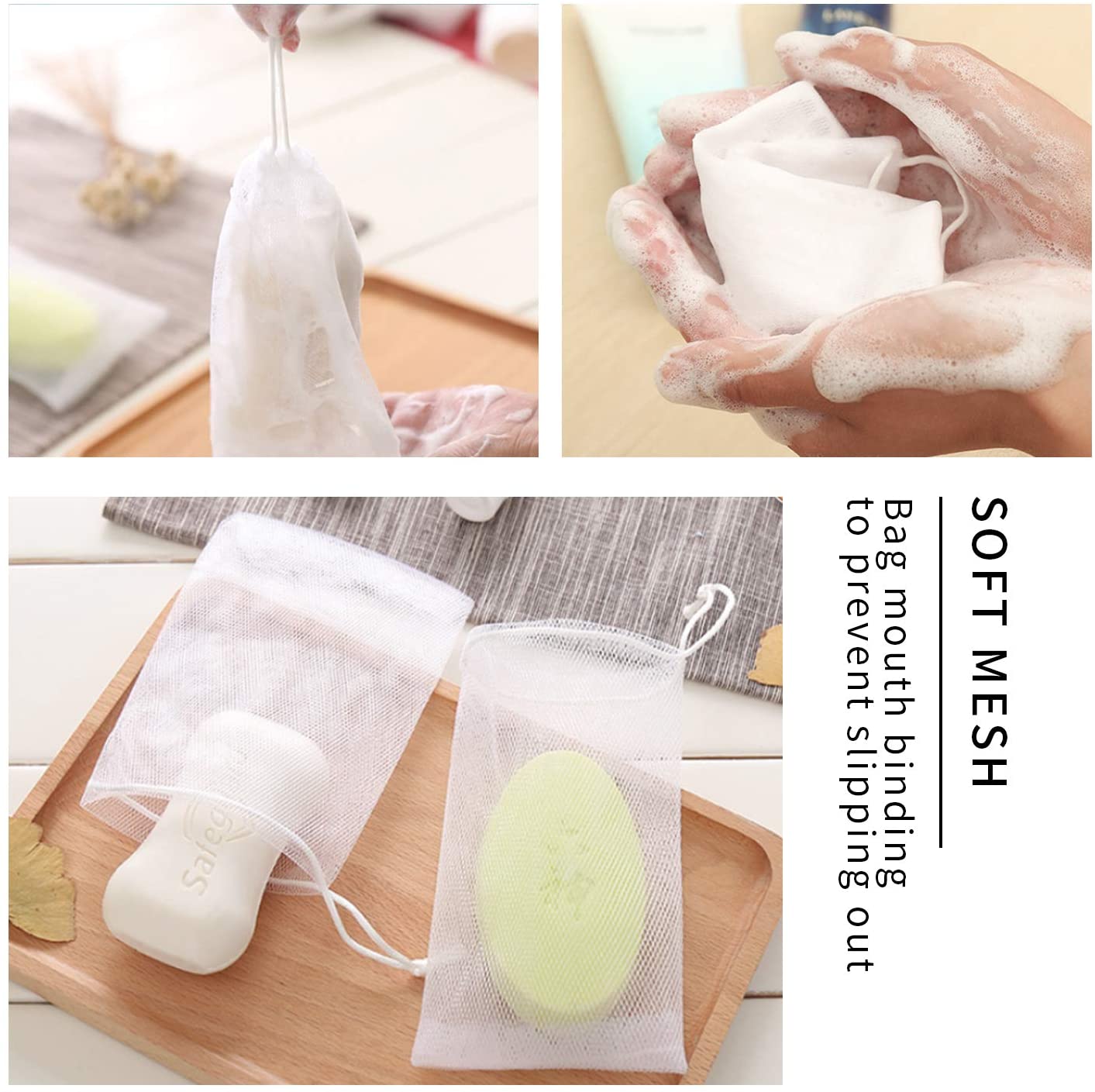 20 Pieces Soap Mesh Bag Double Layer Soap Bag Soap Bubble Net Soap ...