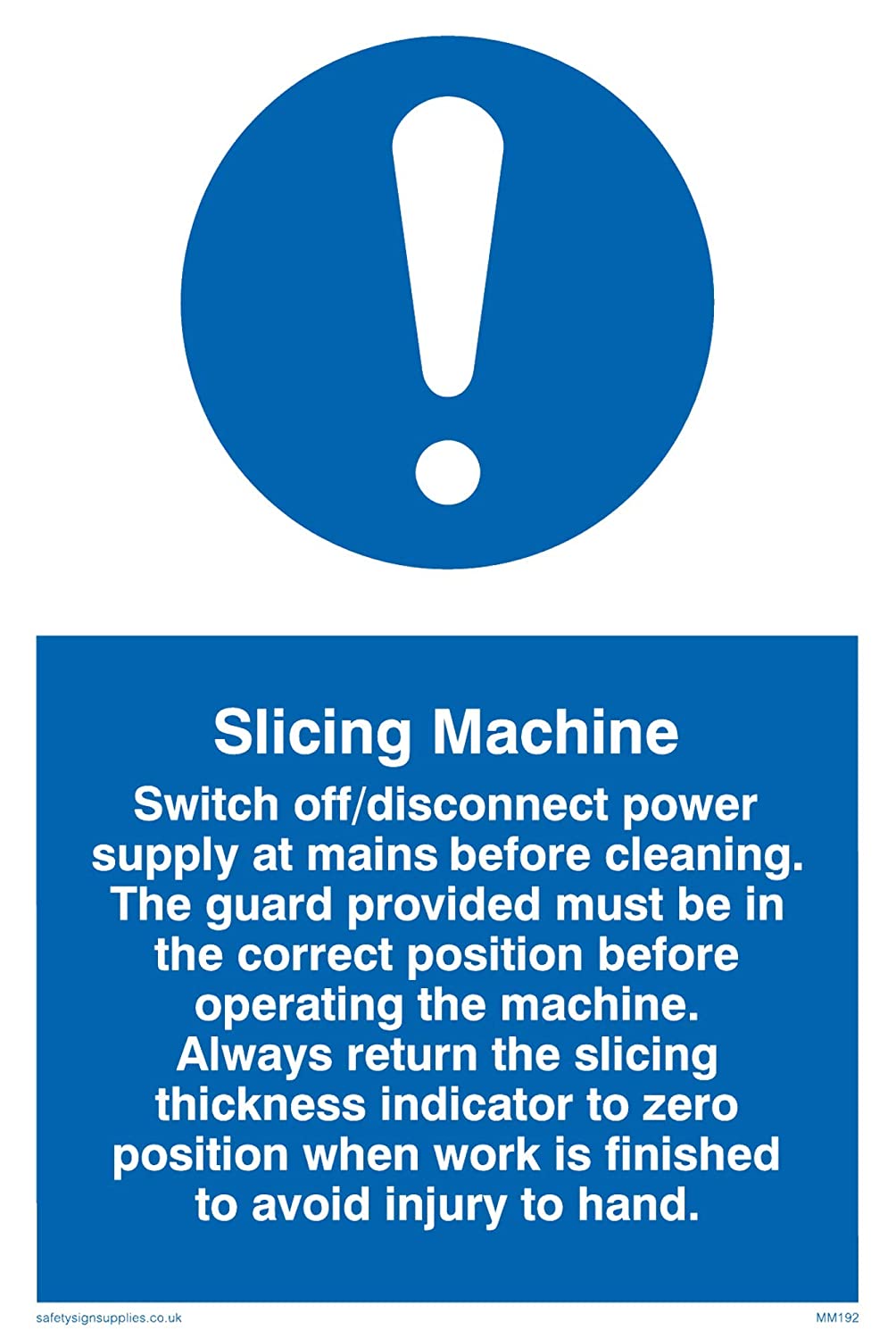Viking Signs MM192-A6P-3M Slicing Machine Rules Sign, 3 mm Rigid ...