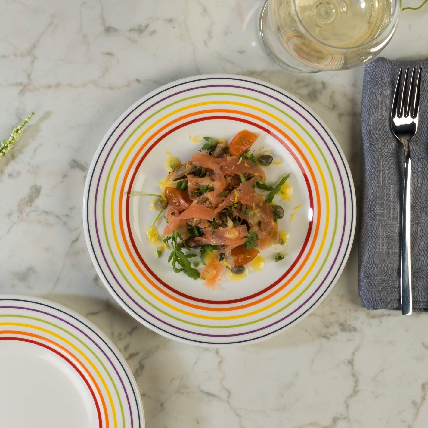 Bugatti 1109602 Rainbow Multicoloured Striped Edge Side Small Plates ...