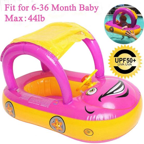 Monkey Home Baby pool float with canopy, Pink and Yellow Summer ...