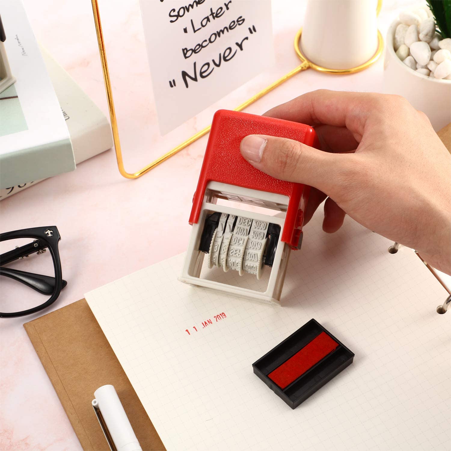 3 Pieces Office Date Stamper Received Date Stamp Self Inking Automatic ...