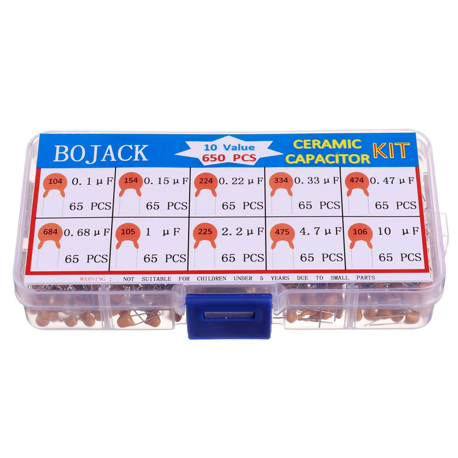 BOJACK 10 Type 650Pcs Ceramic Capacitor Assortment Kit Capacitors From ...