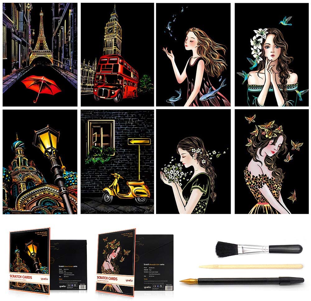 Scratch & Sketch Art Paper(A4) for Kids & Adults, Rainbow Painting ...