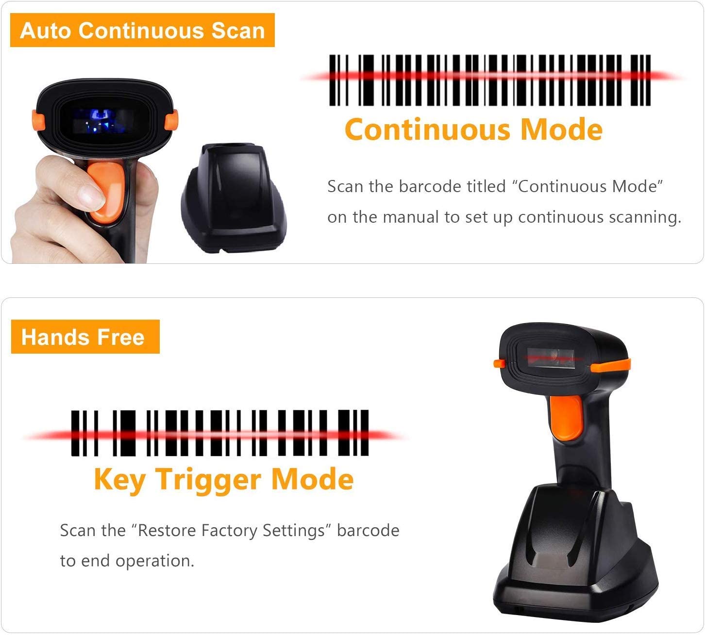 Tera Barcode Scanner Wireless with Charging Cradle 2.4G Barcode Reader ...