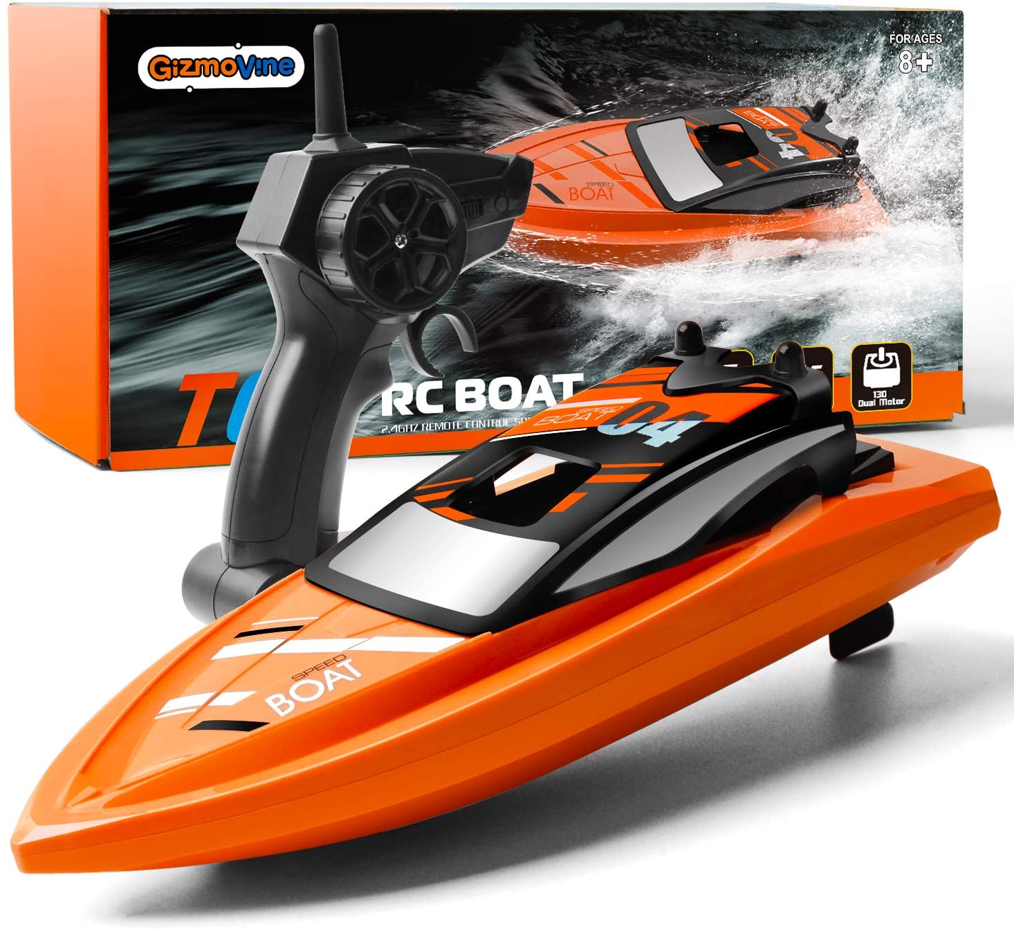 GizmoVine Remote Control Boat 2.4Ghz RC Boat Electric Racing Boat 4 ...