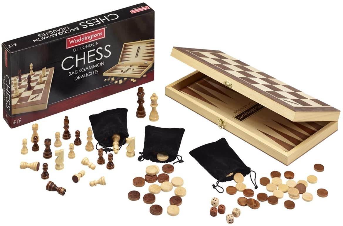 3 in 1 (Backgammon, Chess and Draughts) Waddingtons of London Board ...