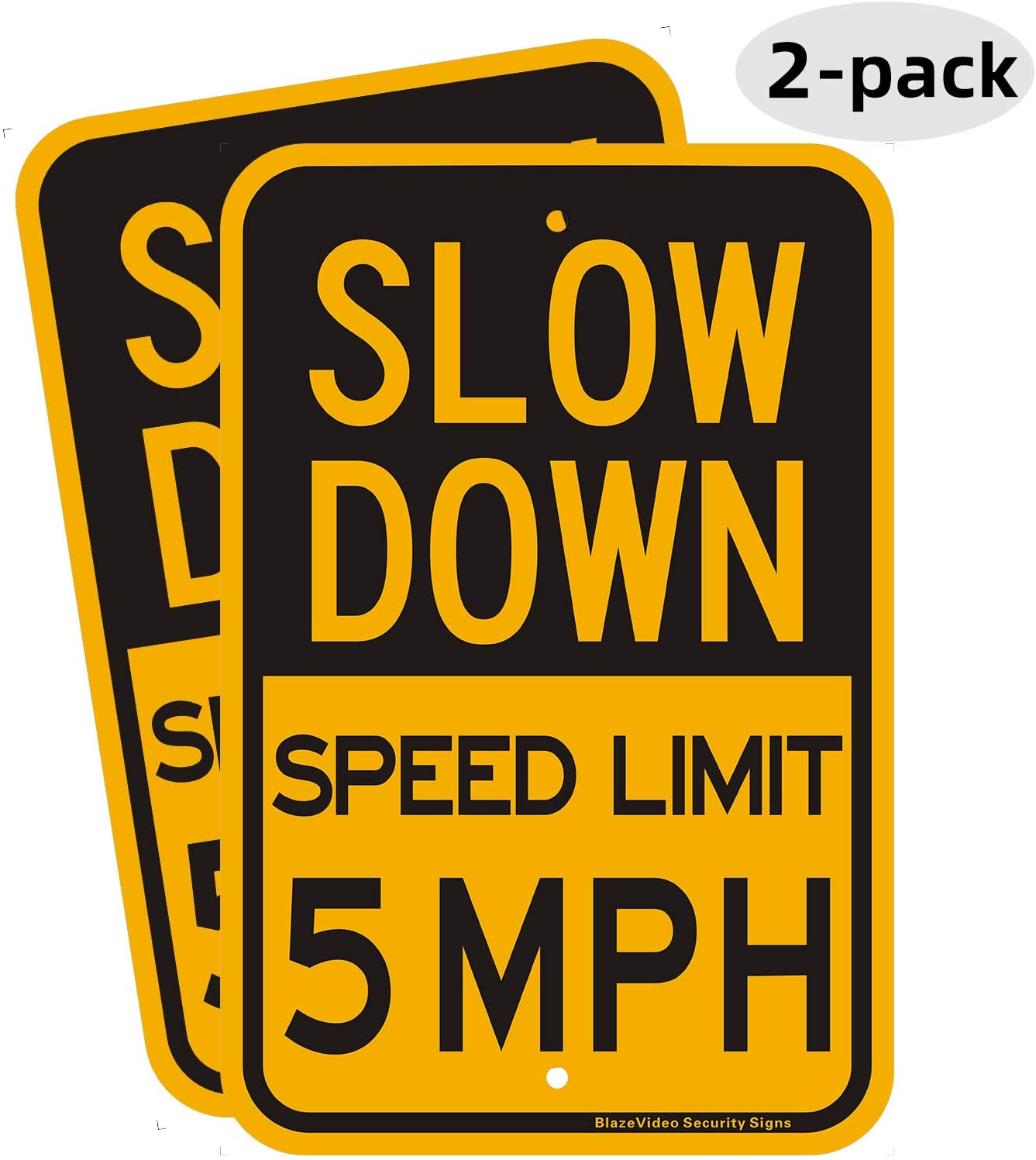 2-Pack Slow Down Signs Slowly Drive Sign Speed Limit 10 MPH Sign for ...