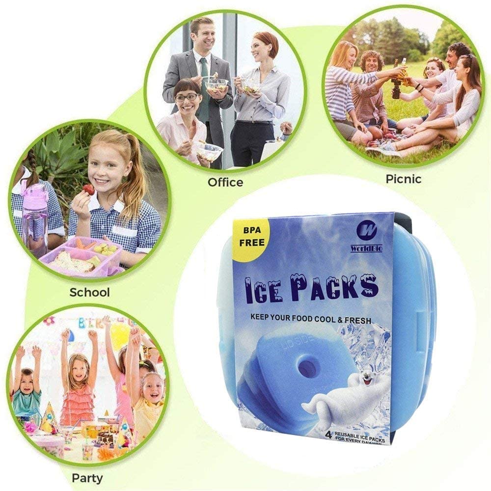 World-Bio Ice Pack Freezer Blocks for Lunch Box Cooler Bag Reusable ...