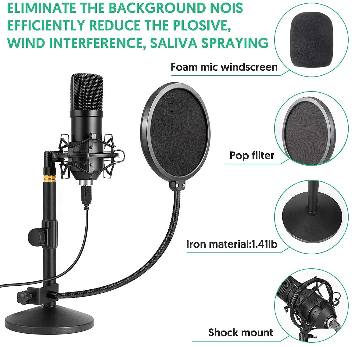 USB Microphone Kit 192kHz/24bit MAYOGA Condenser Podcast Streaming ...