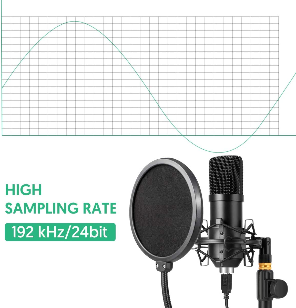 USB Microphone Kit 192kHz/24bit MAYOGA Condenser Podcast Streaming ...