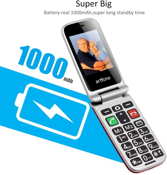 artfone CF241A Flip Big Button Mobile Phone,Senior phone with charging ...