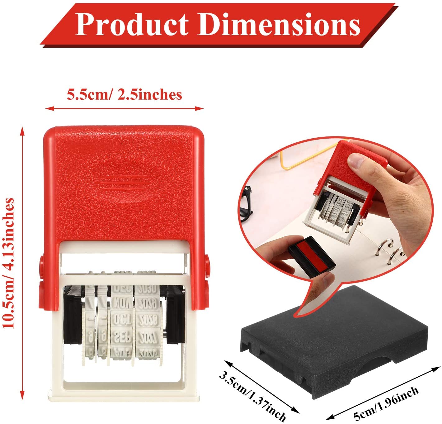 3 Pieces Office Date Stamper Received Date Stamp Self Inking Automatic ...
