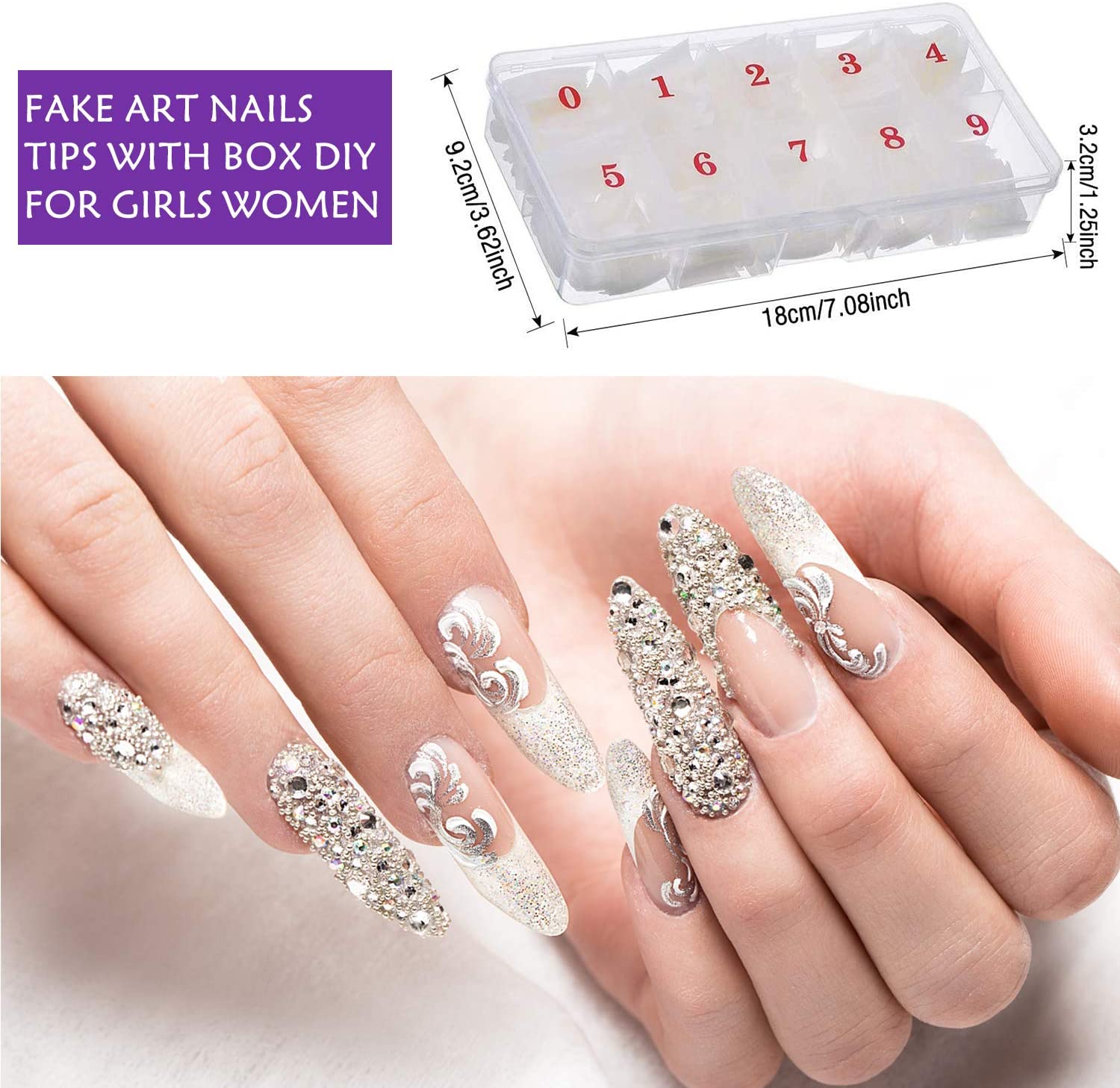 Natural False Nails, 500 Pieces Oval French Acrylic Style Fake Nails ...