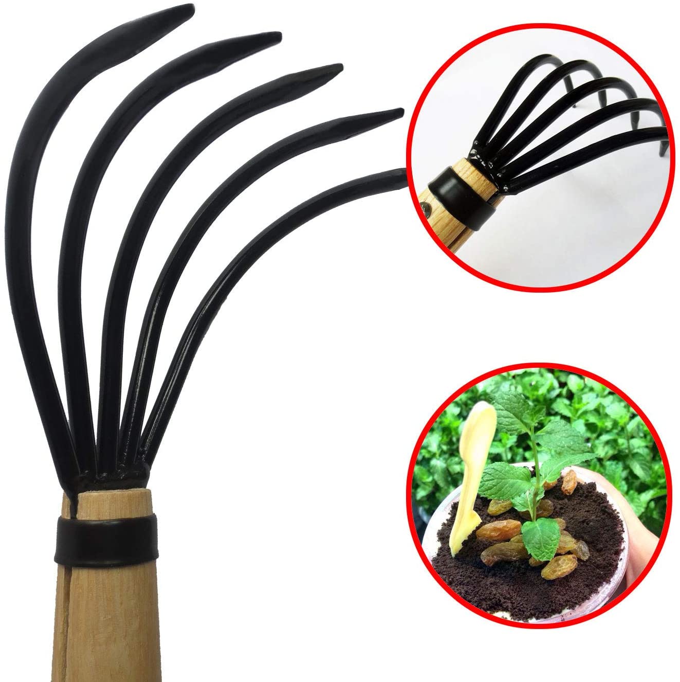 Hand Rake,Portable Digging Tool Mini Steel Rake For Garden ...