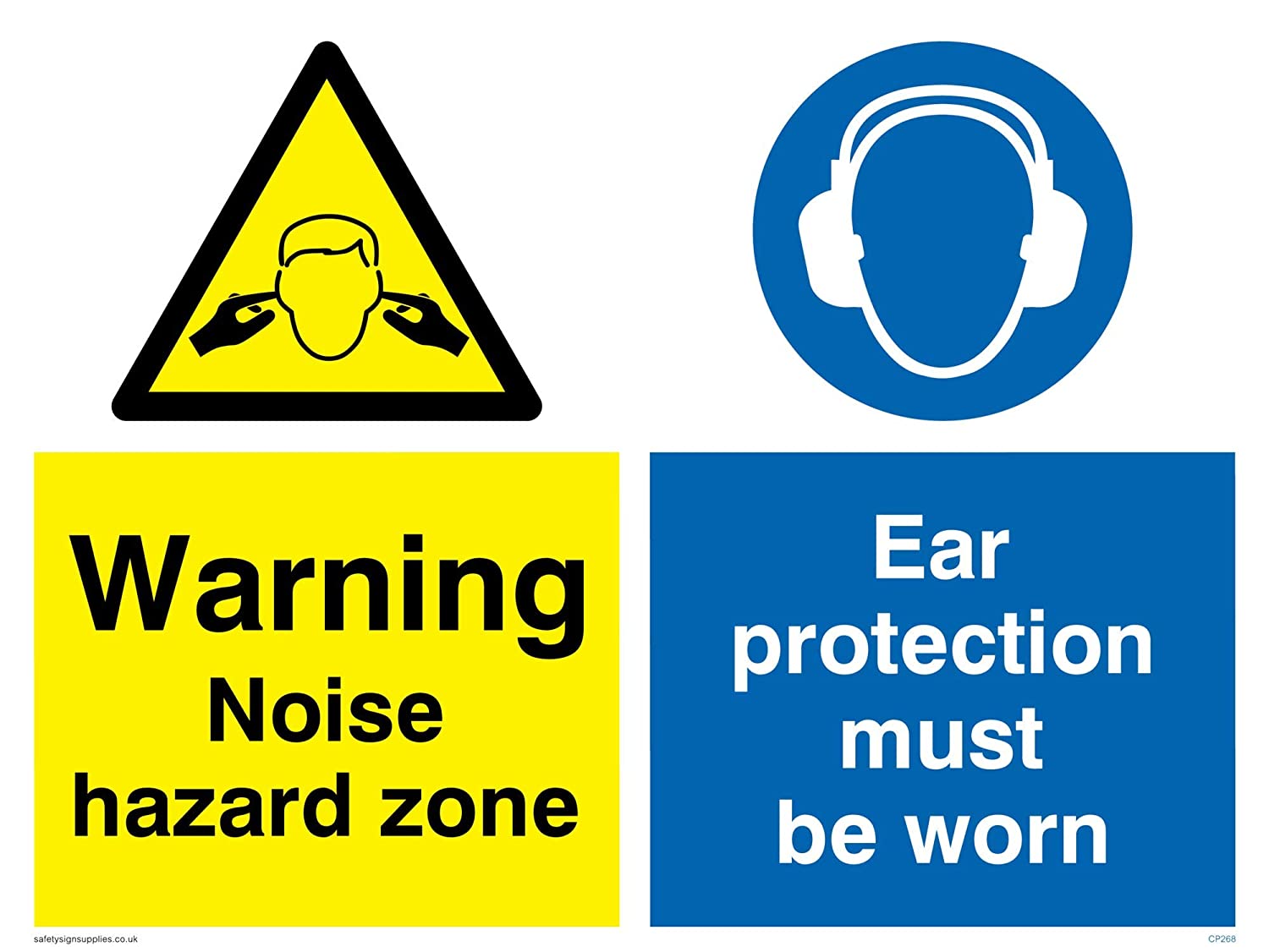 Viking Signs CP268-A3L-AC”Warning Noise Hazard Zone, Ear Protection ...