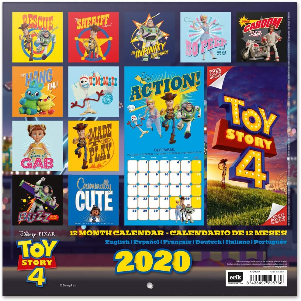 ERIK – Toy Story 4 2020 Wall Calendar (Free Poster Included), 12 Months ...