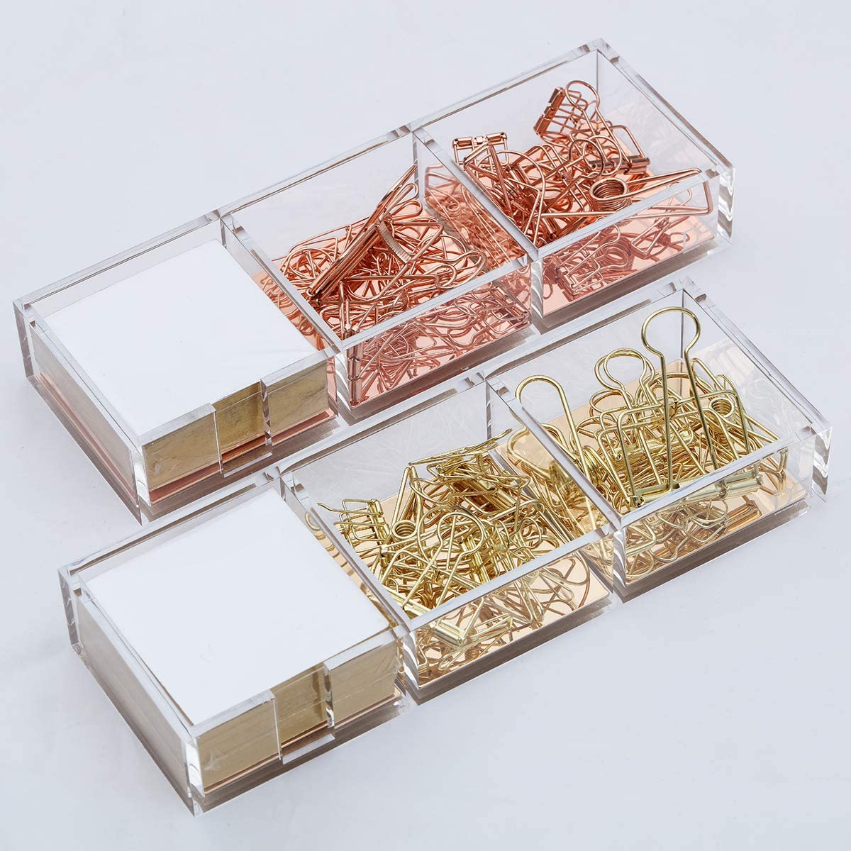 Clarity Gold Notes Holder with Cube Memo Pad 320 Sheets, Acrylic 3 in 1 ...