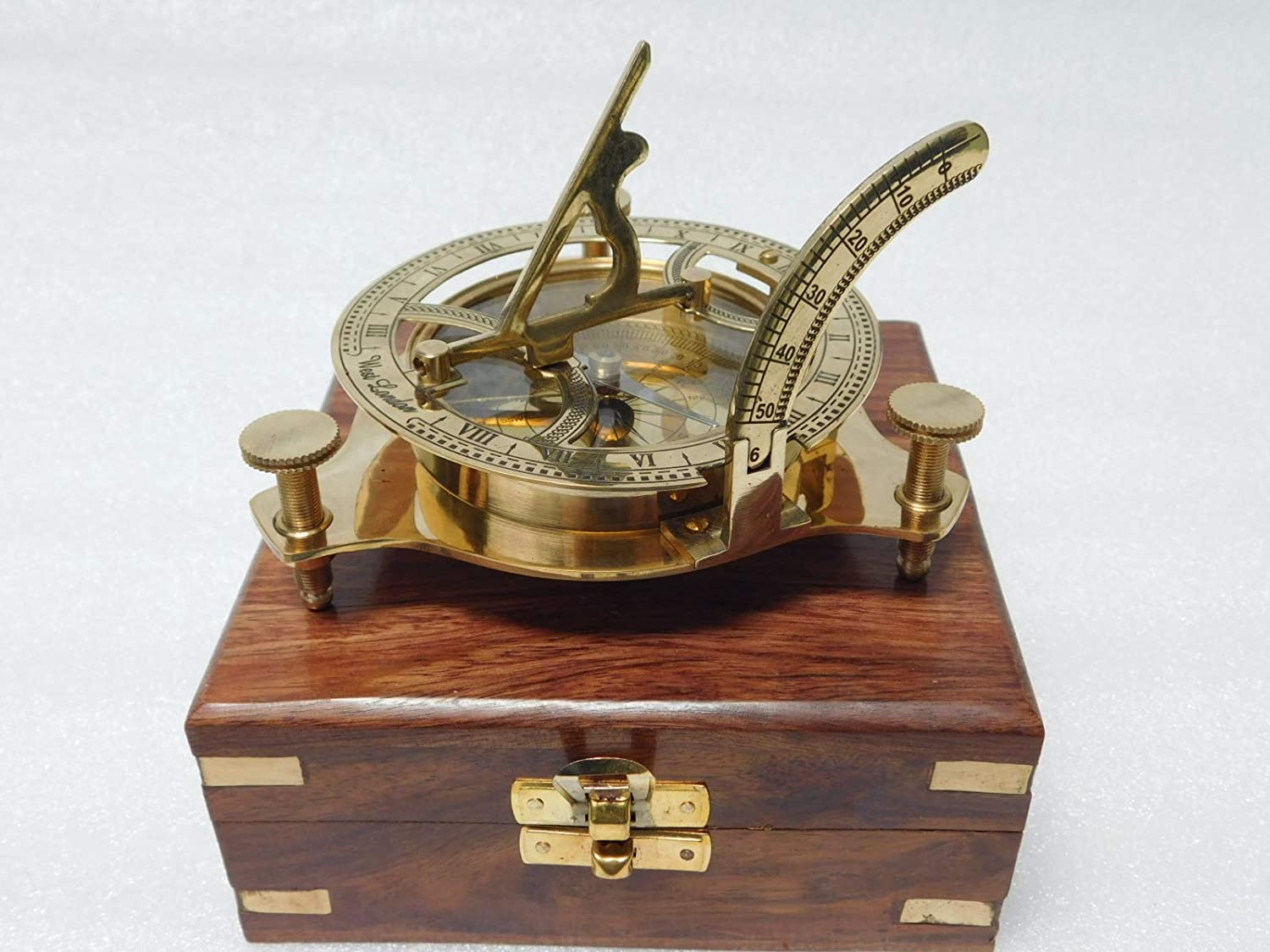 KHUMYAYAD 3″ Brass compass sundial maritime nautical vintage antique nautical sundial compass ...