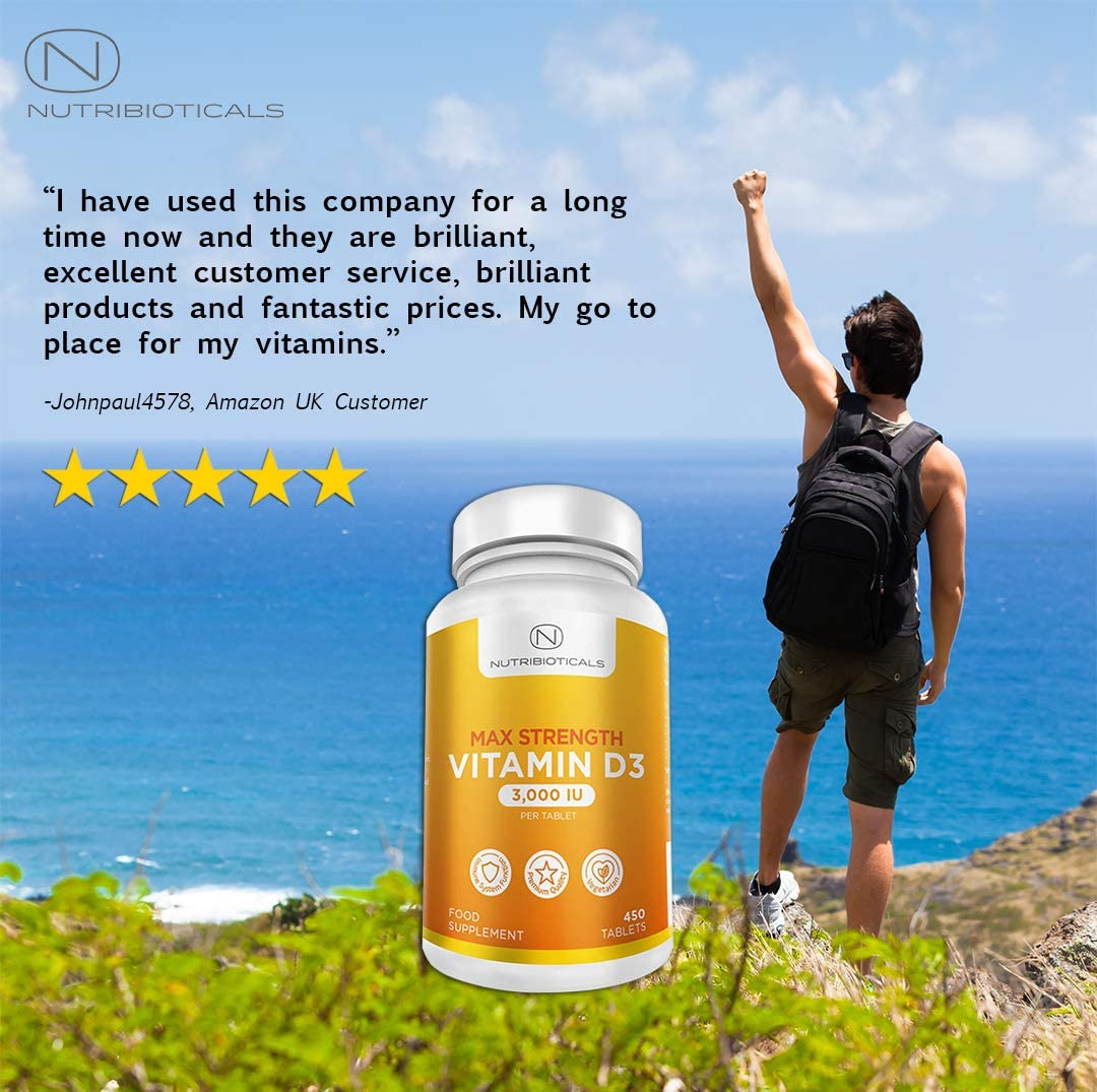 Vitamin D3 Max Strength 3000IU (75μg) per Tablet 15 Month Supply (450 ...