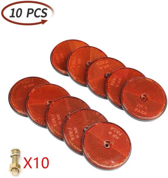 ETUKER 10 Pack Rear Reflector, Round Rear Reflectors Screw on Safety ...