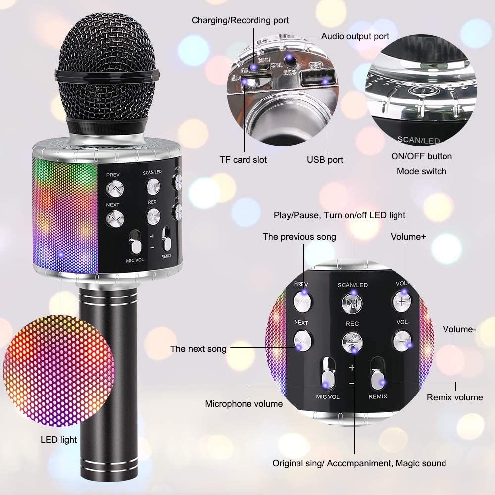 Karaoke Wireless Microphone, Ankuka Handheld Bluetooth Microphones ...