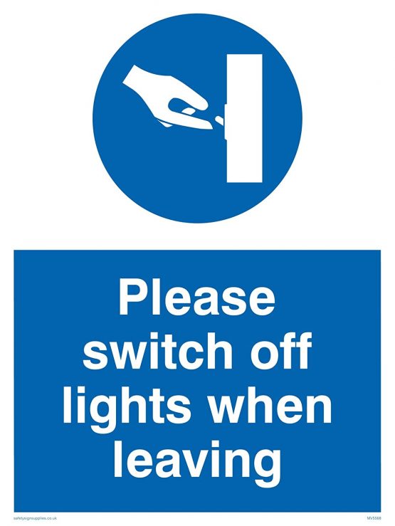 Viking Signs MV5568-A3P-3M”Please Switch Off Lights When Leaving” Sign ...