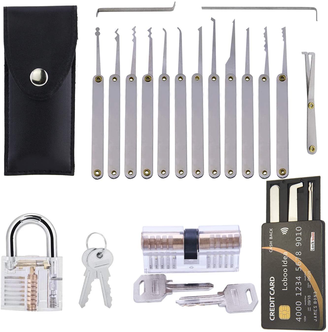 Loboo Idea 22-Piece Lock Pick Set, 15-Pieces Padlock Picking Tools Kit ...