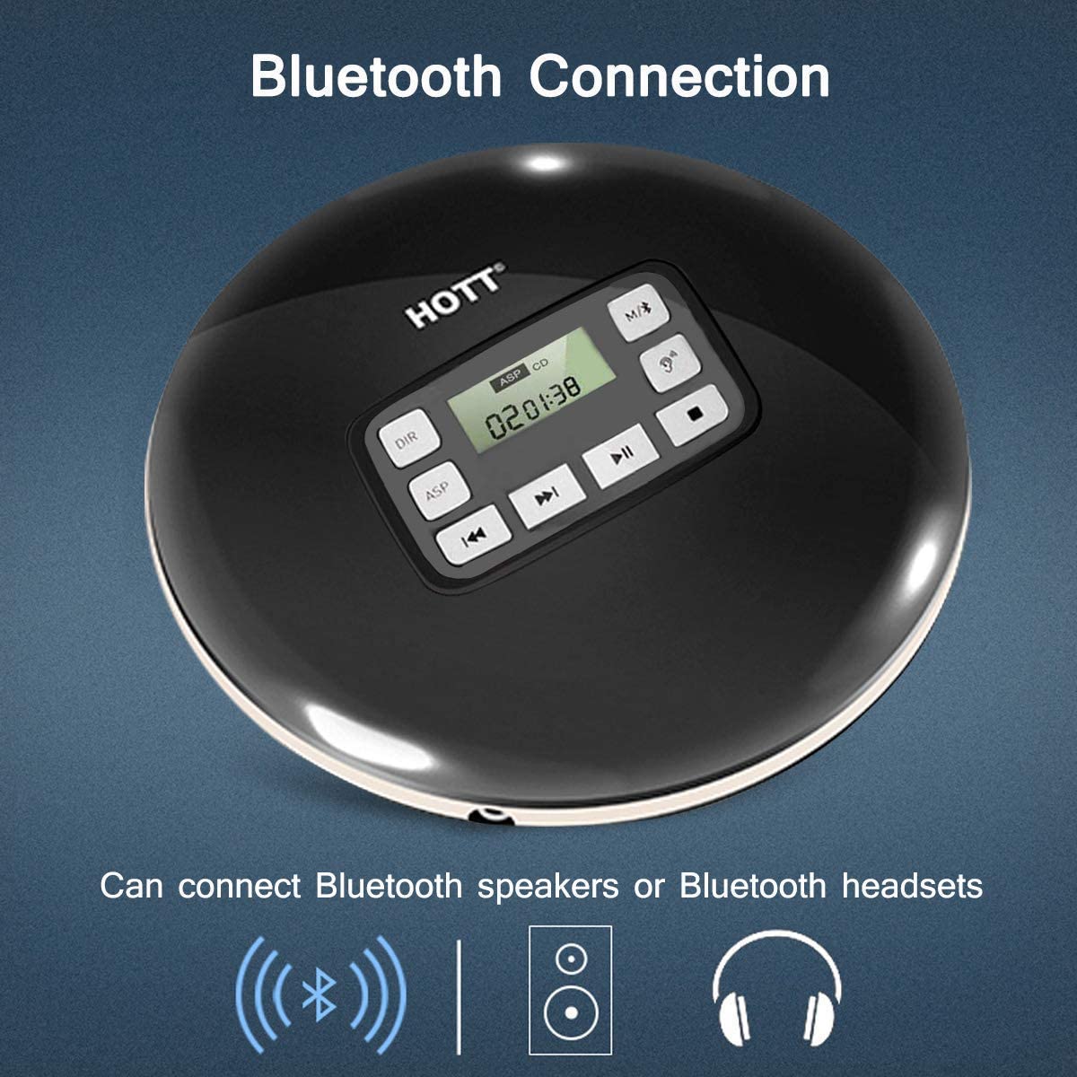 CCHKFEI Portable CD Player Bluetooth with LED Display,Personal CD Disc ...