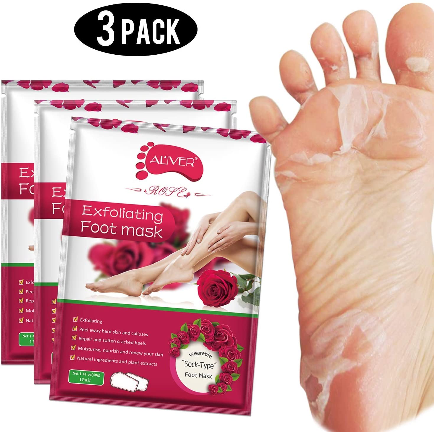 Foot Peel Mask 3 Pack, Exfoliating Foot Masks, Natural Exfoliator for ...