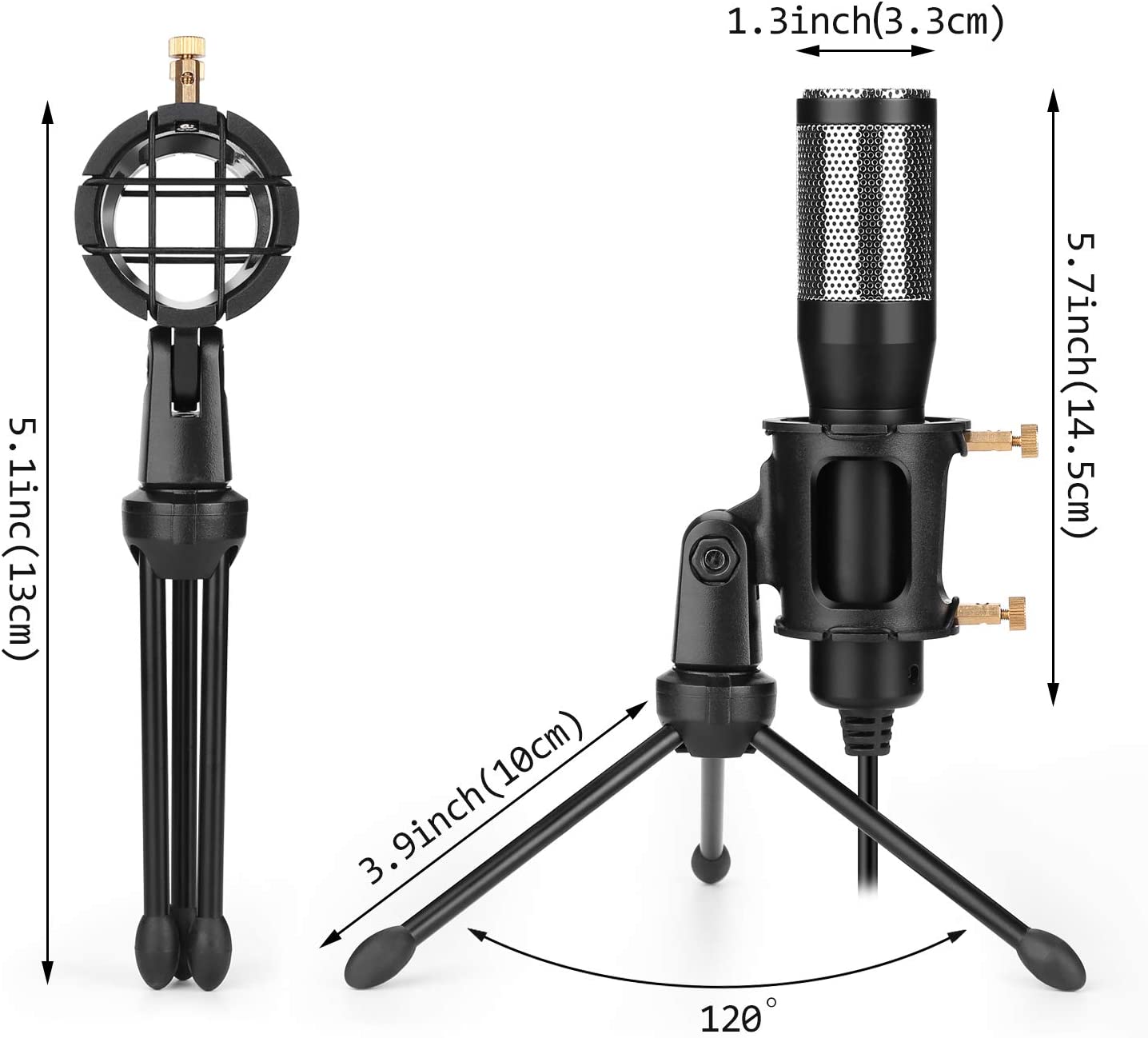 USB Microphone, AGPtEK USB Microphone Set with Tripod Stand, Pop Filter ...