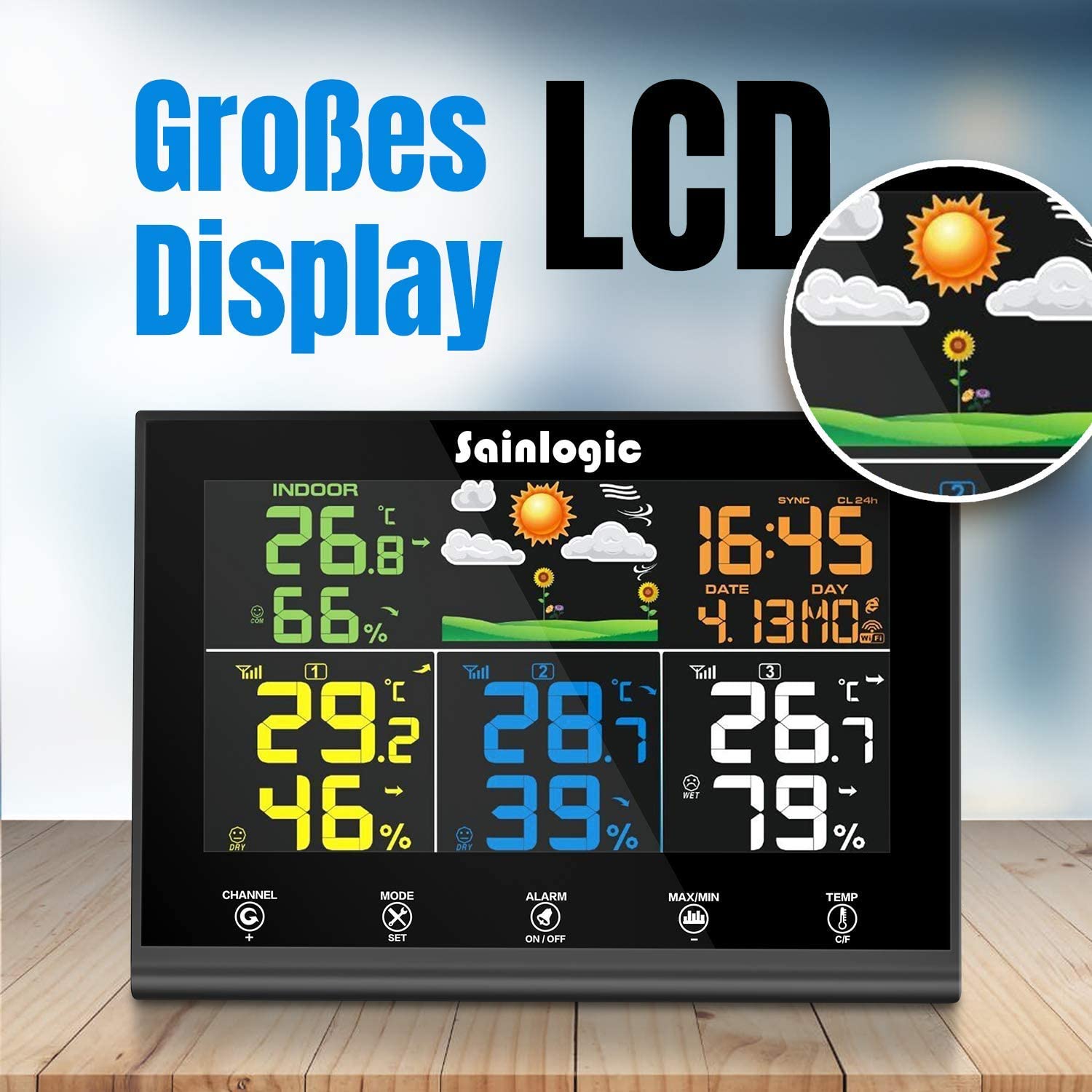 Sainlogic Wireless Weather Station with 3 Outdoor Sensors, Weather ...