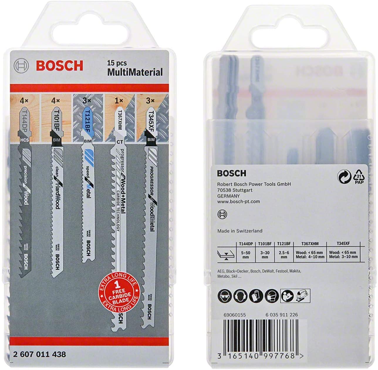 Bosch Professional 15pc Jigsaw Blade Set (MultiMaterial, Accessory for ...
