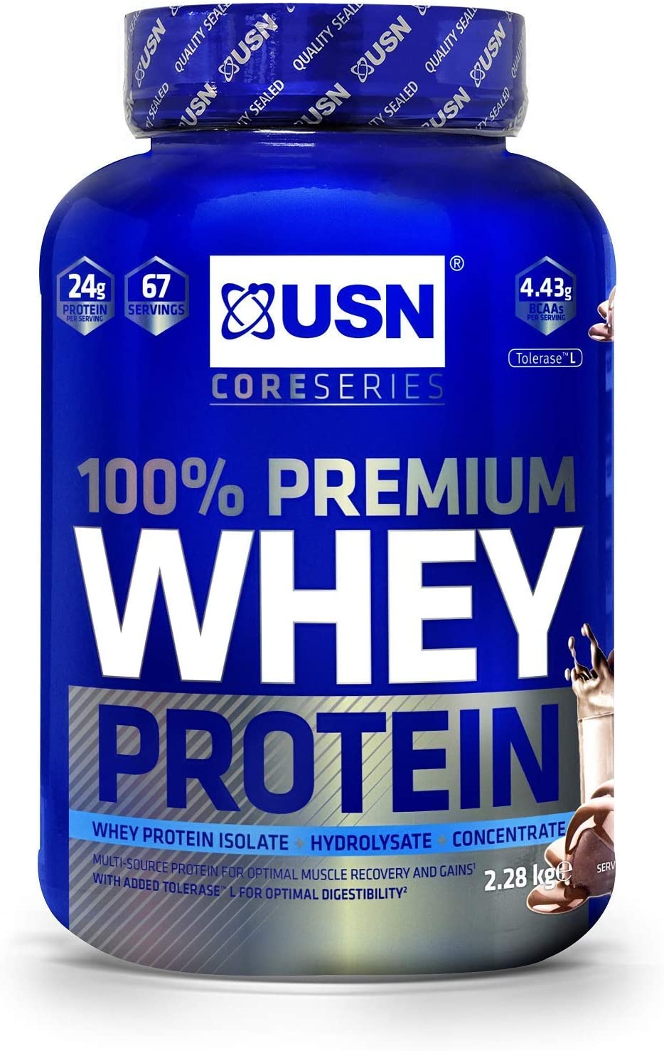 USN 100% Whey Chocolate 2.28 kg: Premium Whey Protein Whey Isolate ...