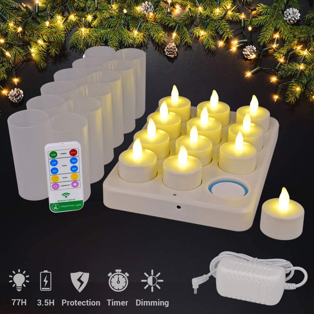 HL Rechargeable Tealights Flameless Flickering Wireless 42±3 Hrs Color ...