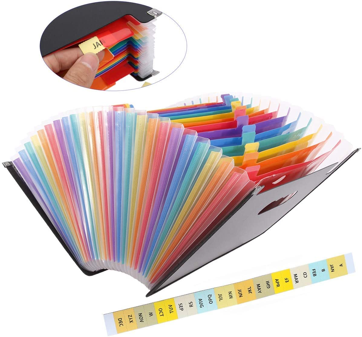 Expanding File Folder, 24 Pockets Multi-Color Accordion A4 Documents ...