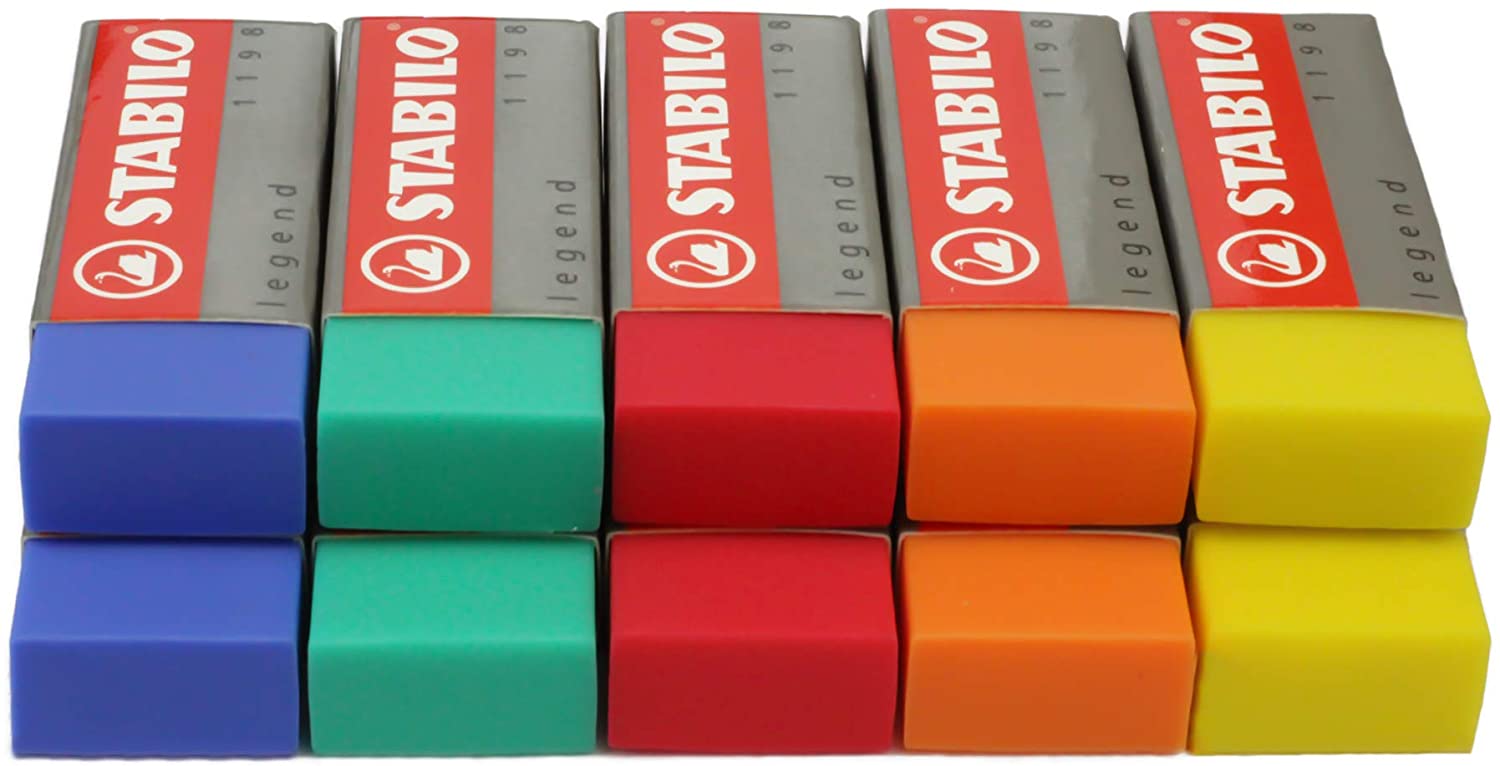 STABILO Legend Plastic Eraser – Assorted Colours – Box of 20 – BigaMart